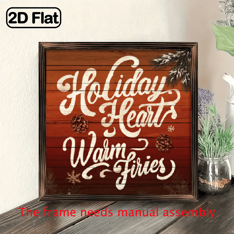 1pc Rustic Farmhouse Wooden Holiday Hearts Warm Fires Sign - 8x8 Inch ...