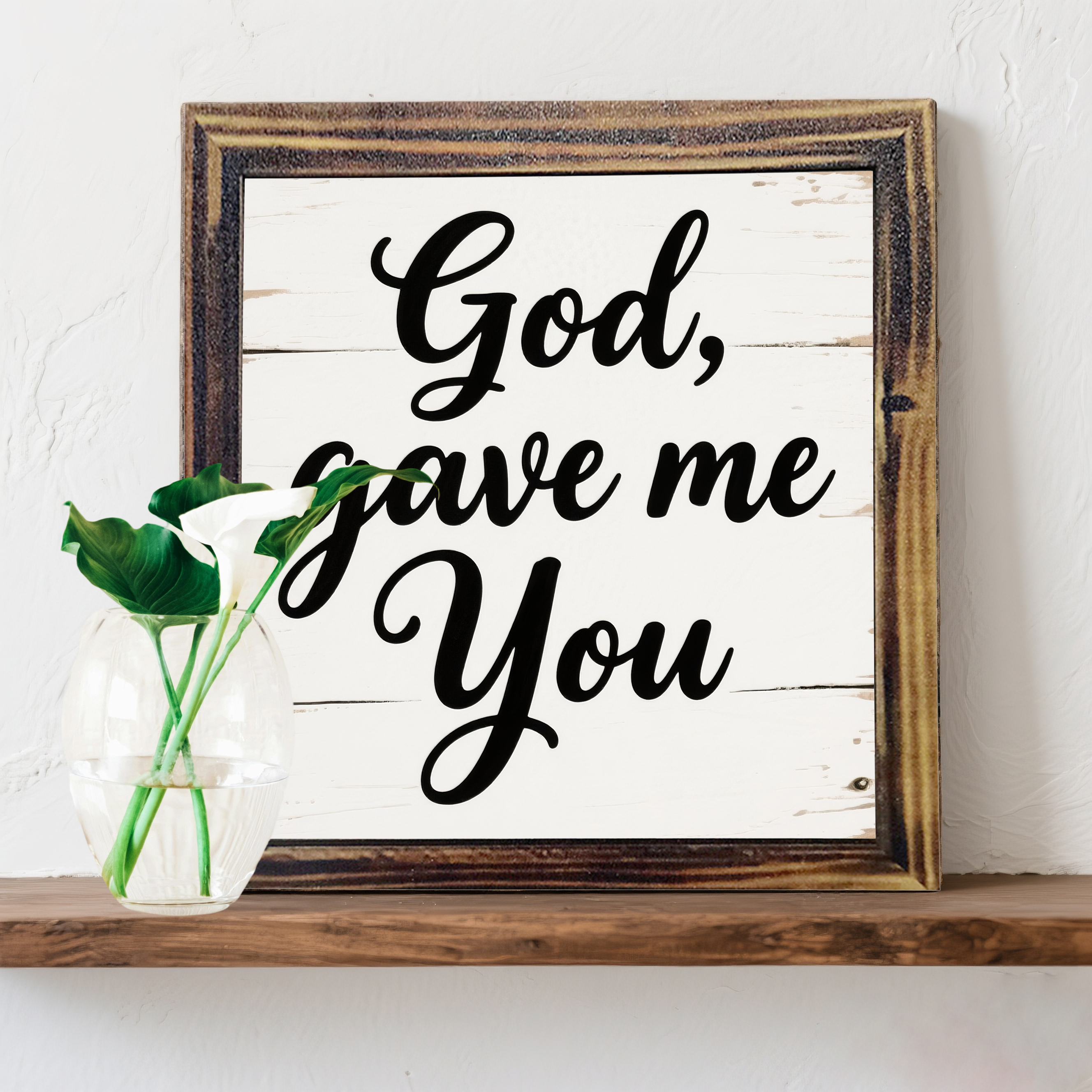 1pc Rustic Wooden "God Gave Me You" Sign - 8x8 Inch Farmhouse Style ...