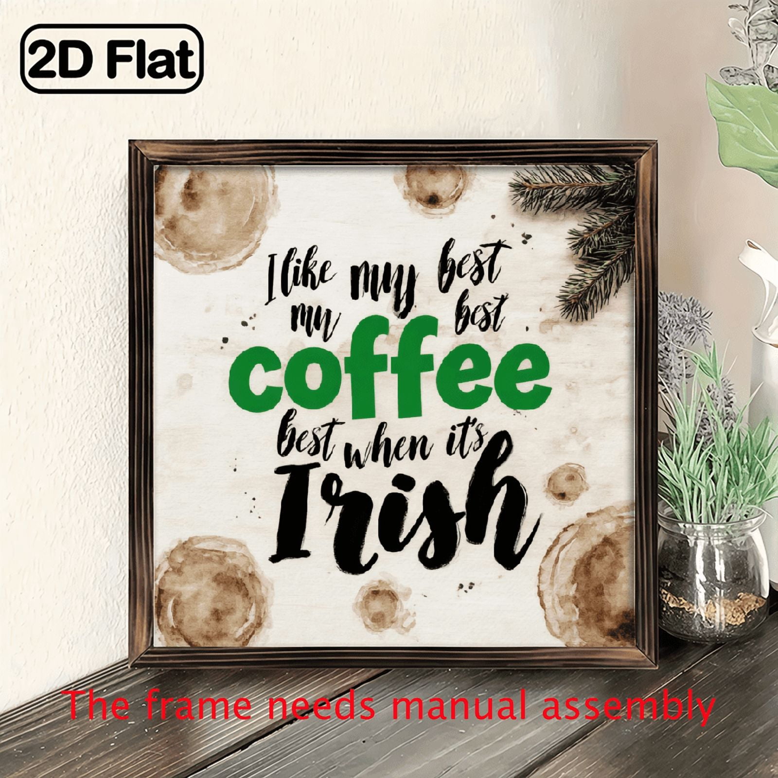 1pc Rustic Wooden Irish Coffee Sign, Vintage Square Farmhouse Decor ...