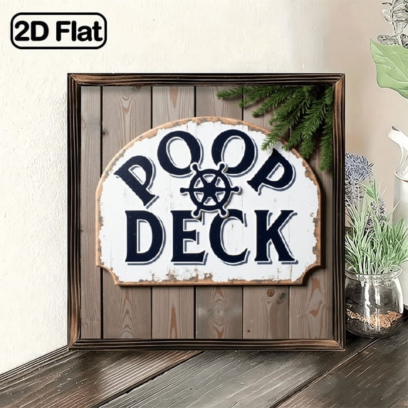 1pc Rustic Wooden Poop Deck Nautical Wall Art Sign 8x8 inch Framed ...