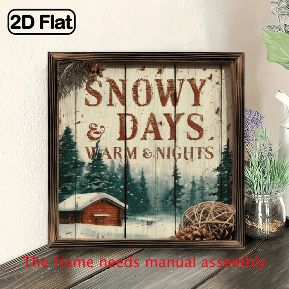 1pc Rustic Wooden Snowy Days Warm Nights Sign - 8x8 Inch Farmhouse Wall ...