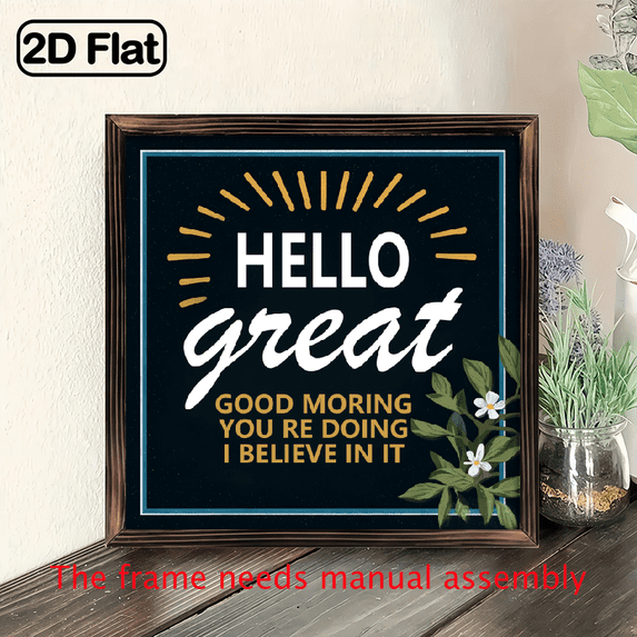 1pc Rustic Wooden Wall Art Sign - Hello, Good Morning, You're Doing ...
