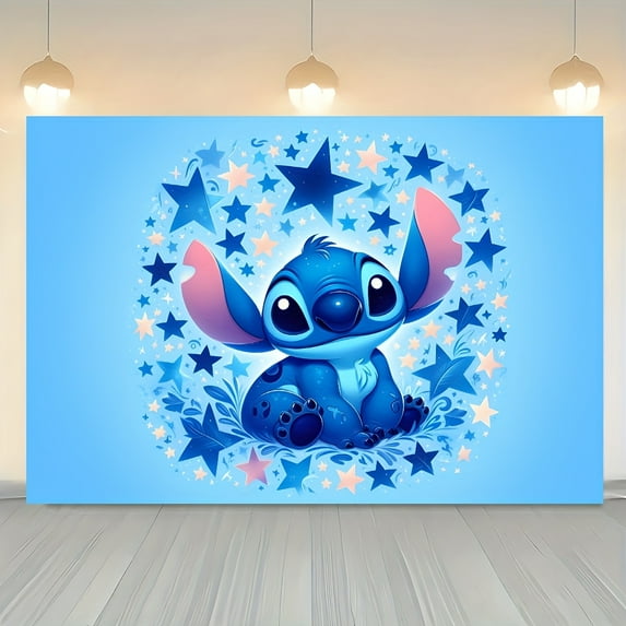 1pc S-titch Birthday Party Banner - Vibrant Cartoon Tapestry with Stars ...