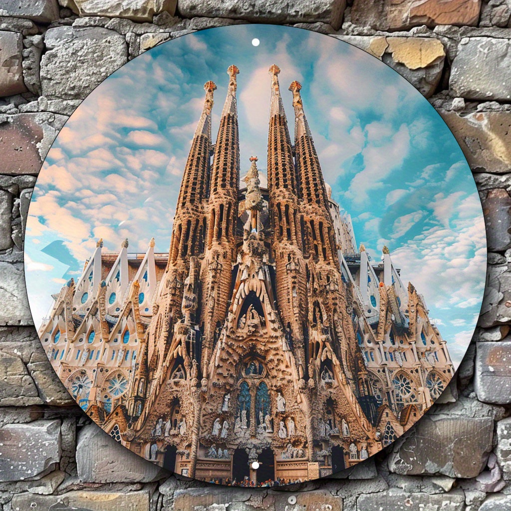 1pc, Sagrada Familia Barcelona Spain Round Metal Wall Art Cut-Out ...