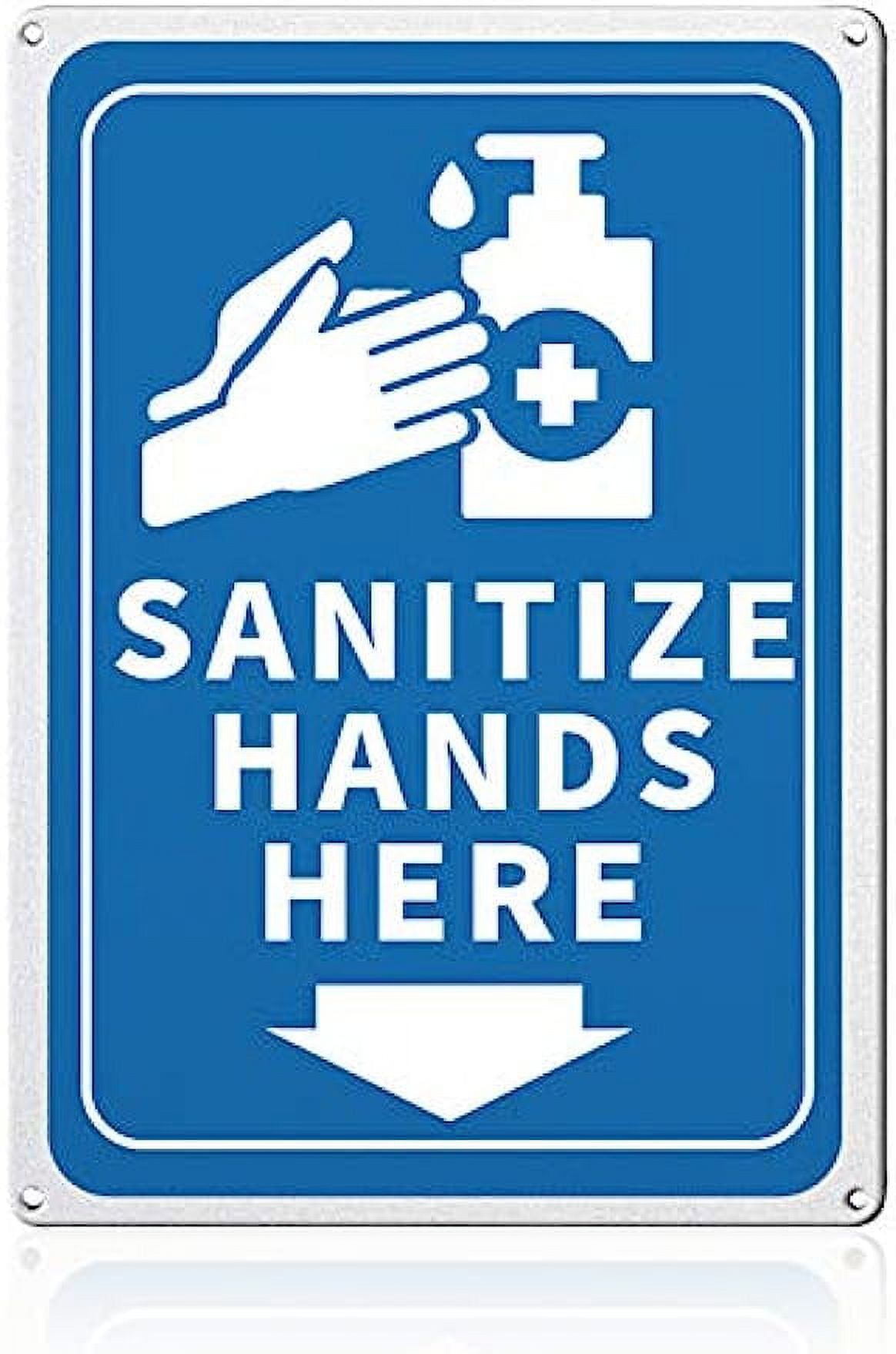 1pc Sanitize Hands Here Sign 35 Mil Aluminum Safety Sign with Down ...