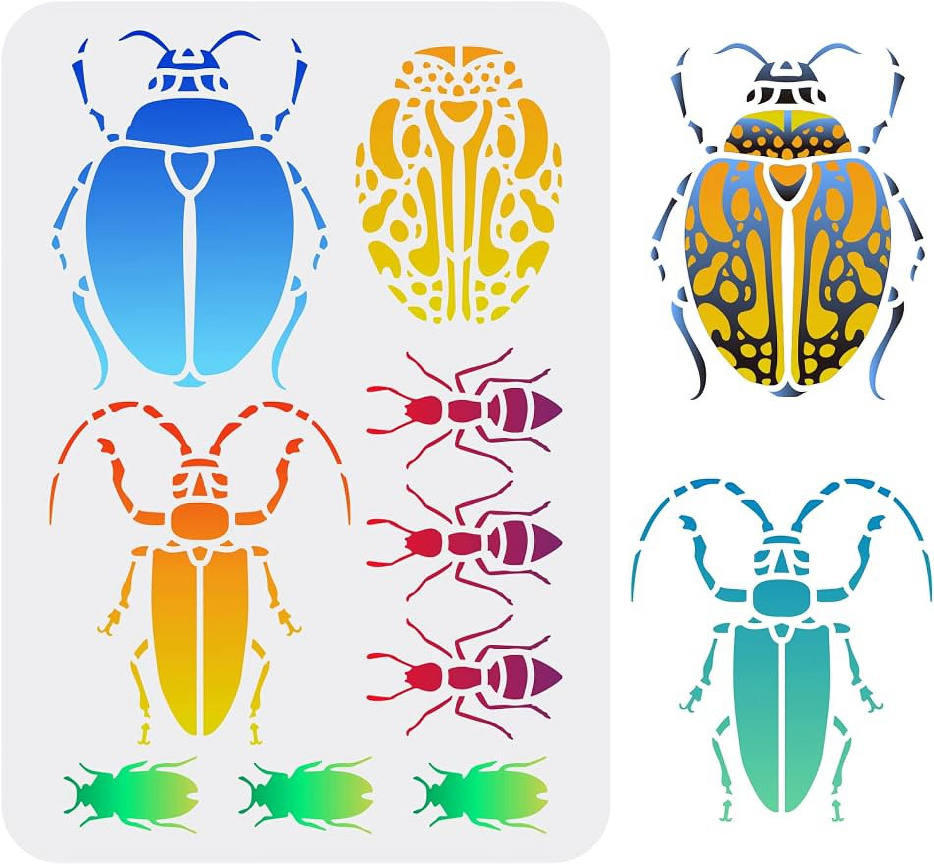 1pc Scarab Stencil Template Longhorned Beetle Reusable Plastic Wall ...