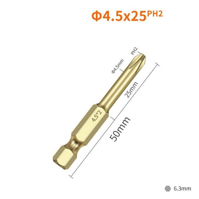 1pc Screwdriver Bit 50mm 1/4'' Hex Shank PH00 PH0 PH1 PH2 1.6-6mm For ...