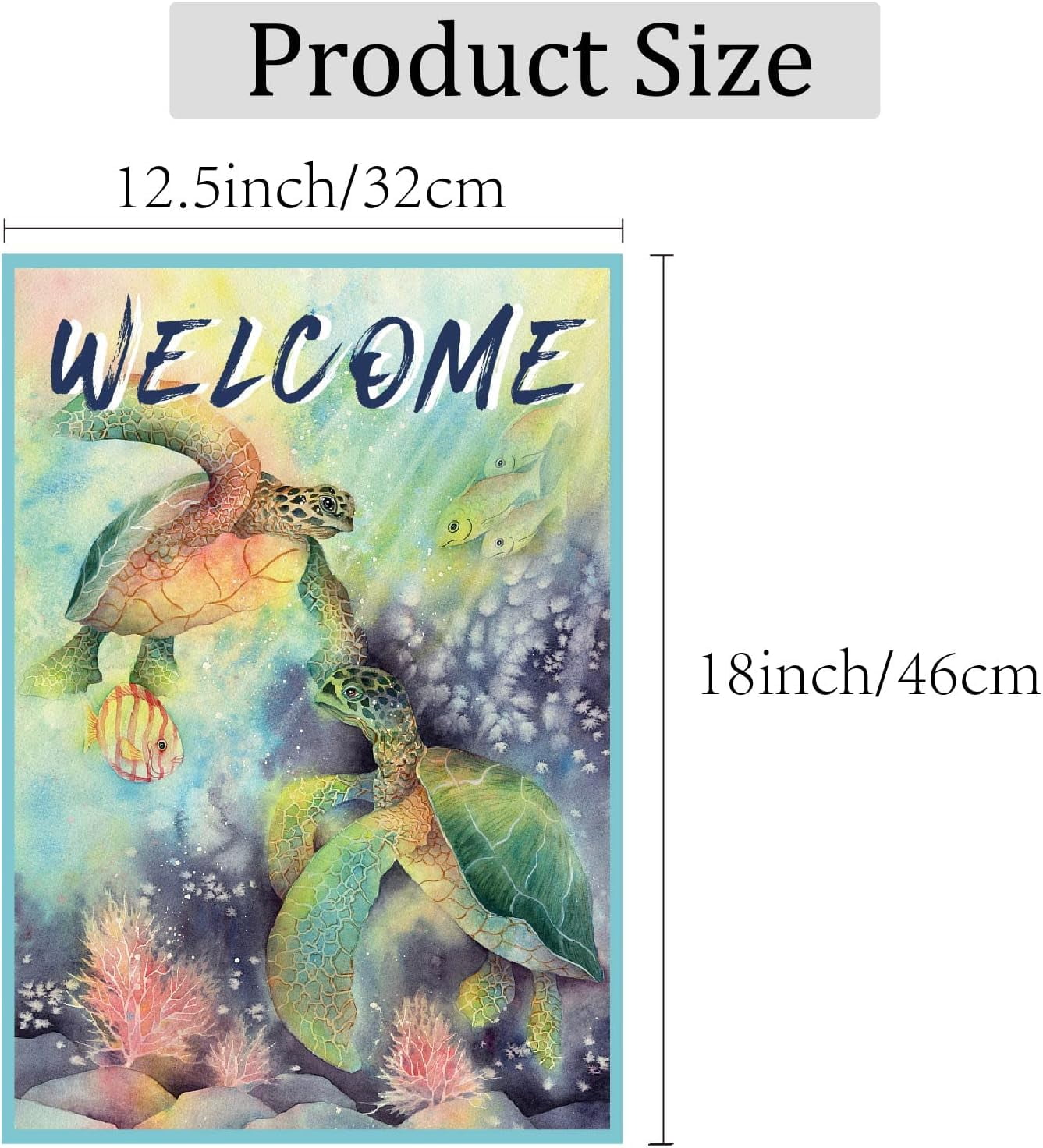 1pc Sea Turtles Welcome Garden Flag Tropical Ocean Fish Double Sided Vertical Front Door ...