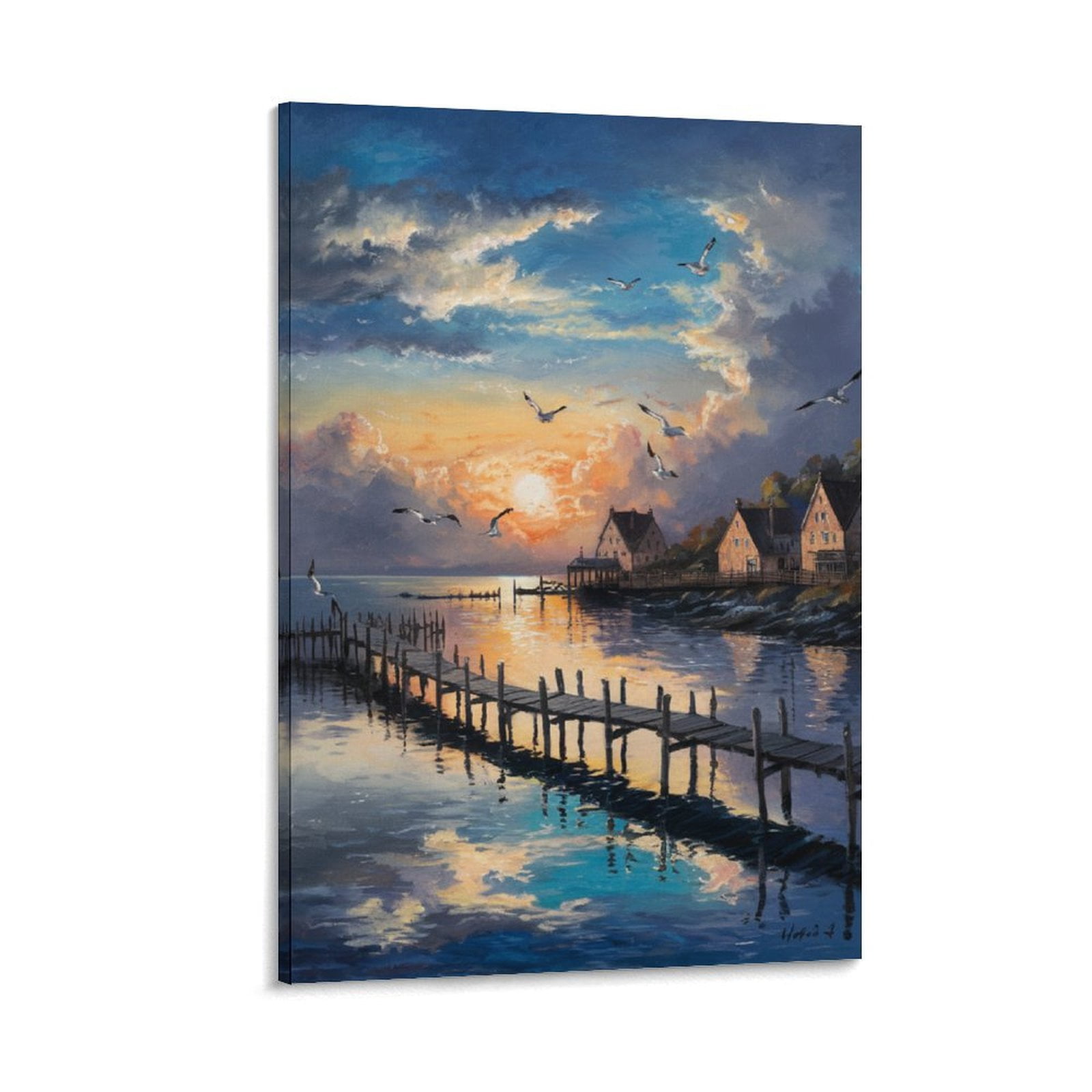 1pc Seaside Boardwalk Landscape 4 Pictures Print Wall Art With ...
