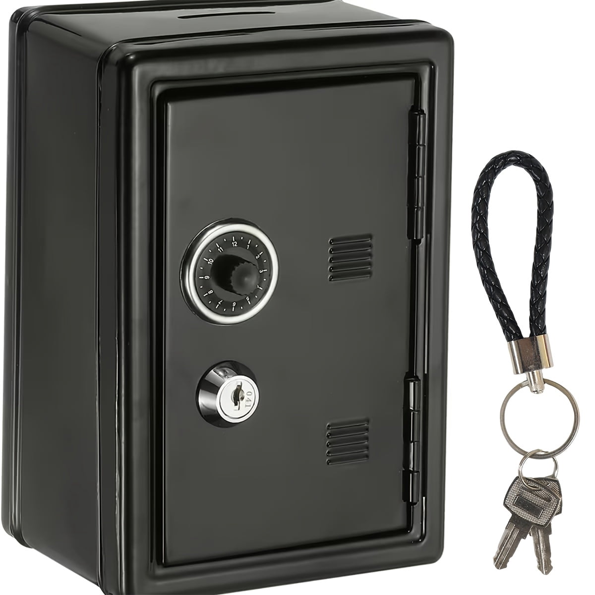 1pc Secure Metal Coin Bank, Cash Storage Box With Key And Combination ...