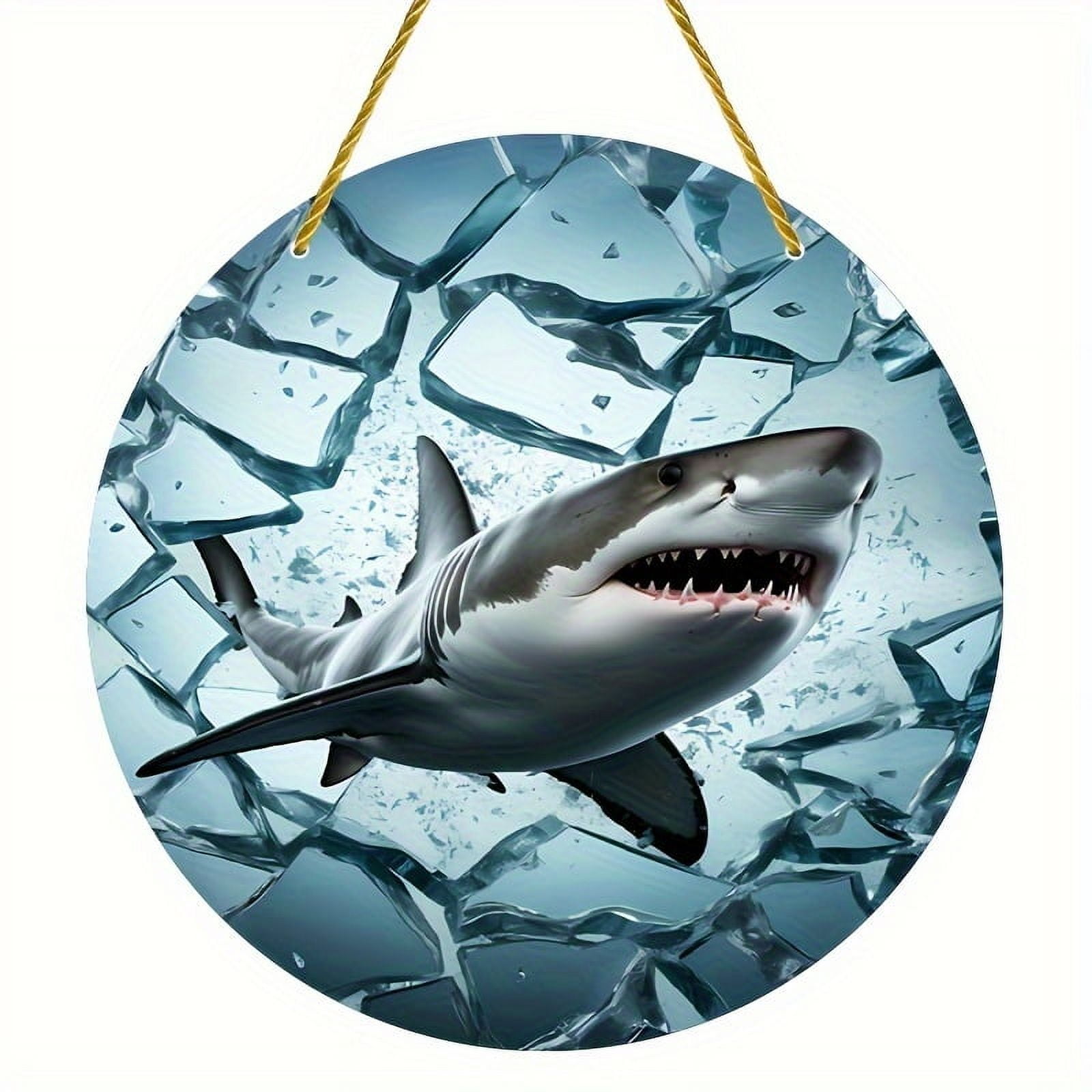 1pc, Shark Wall Art Hanging Sculpture, Stained Glass Window Hanging ...