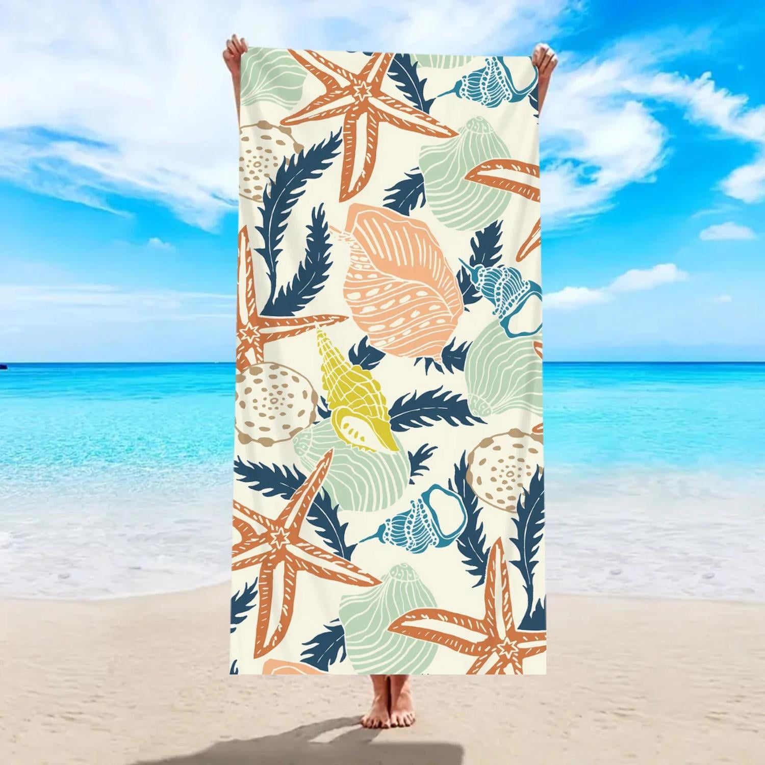 1pc Shell starfish beach towel, suitable for outdoor sports, swimming ...