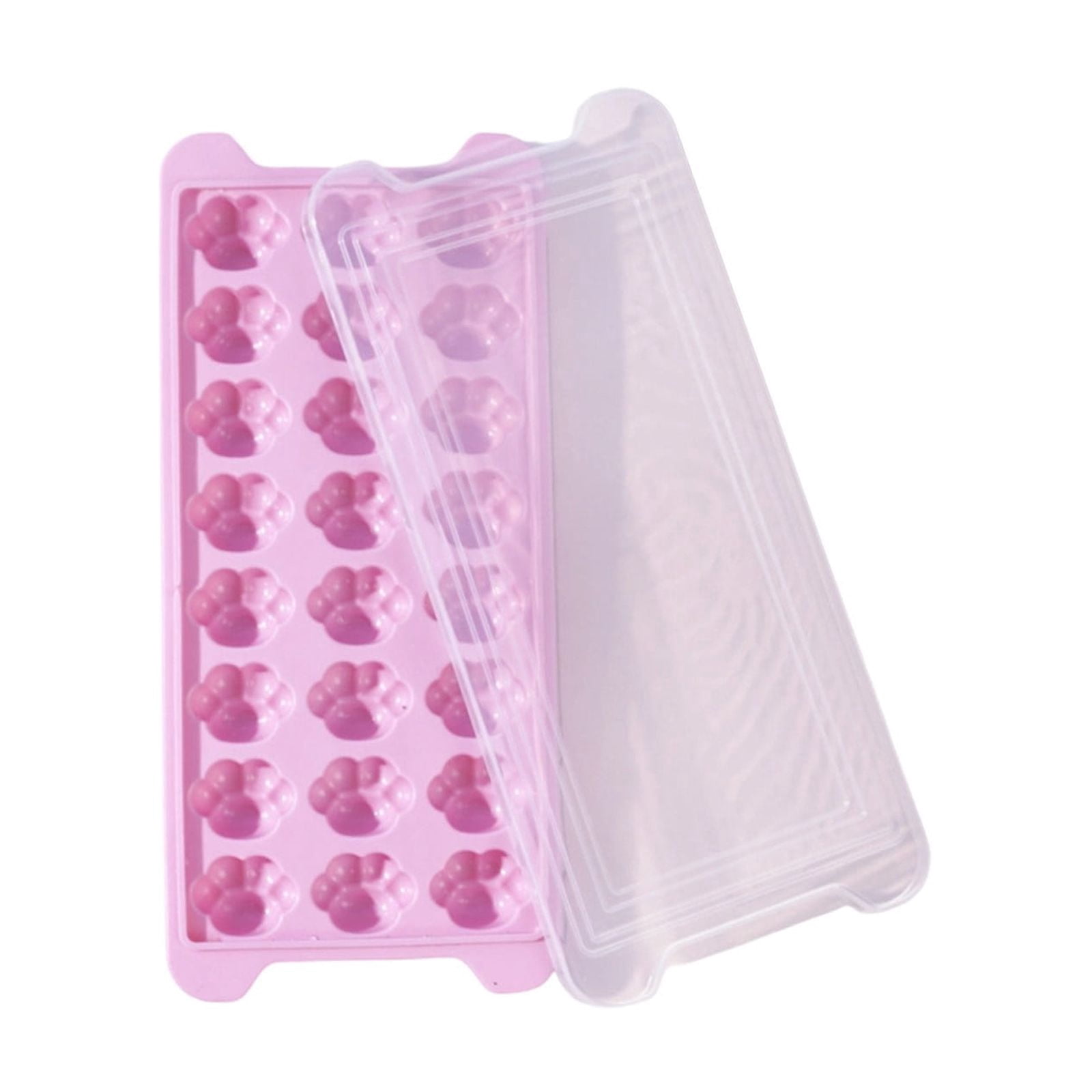 1pc Silicone Ice Cube Tray with Lid, Cat Paw Mold for Freezer, 24 Cute ...