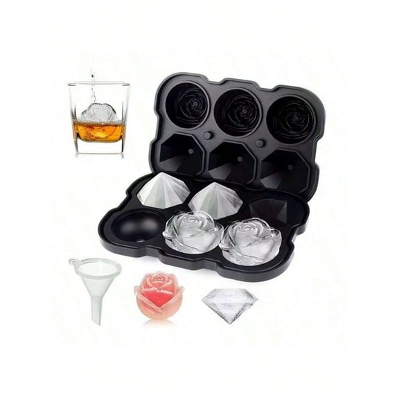 1pc Silicone Ice Cube Trays With Lids,Silicone Ice Tray With Lid, Rose ...