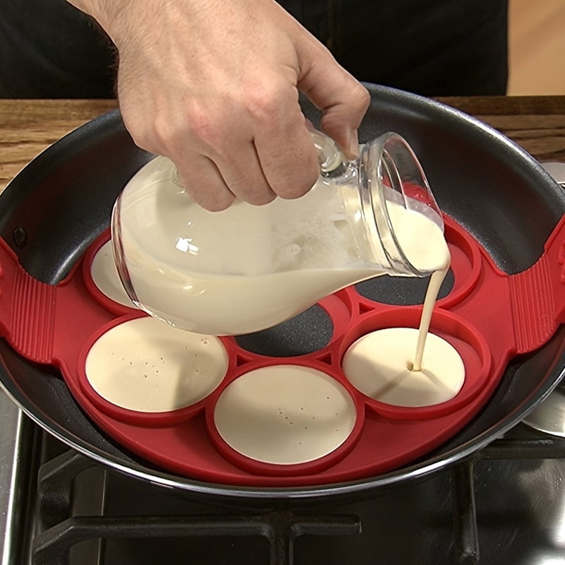 1pc Silicone Non-Stick Pancake and Egg Maker - 4-Cup Round Cooking Tool ...