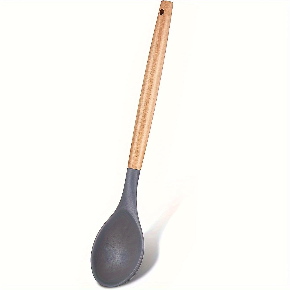 1pc, Silicone Nonstick Mixing Spoon, Kitchen Cooking Spoon, Serving ...