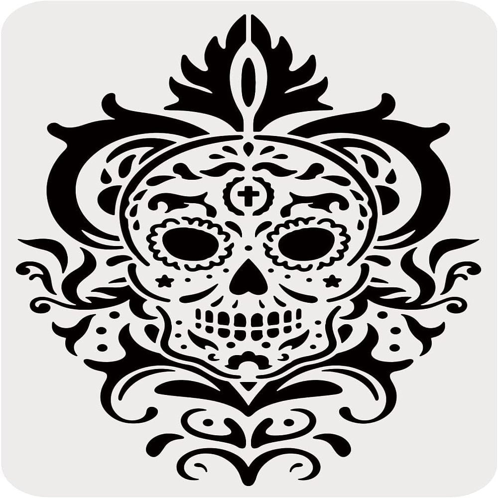 1pc Skull Day of The Dead Stencil 29.7x21cm A4 Large Size Scary Head ...