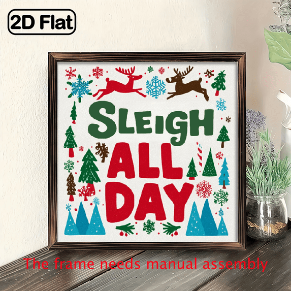 1pc Sleigh All Day Country Vintage Wooden Wall Decor - 8x8 Inch ...