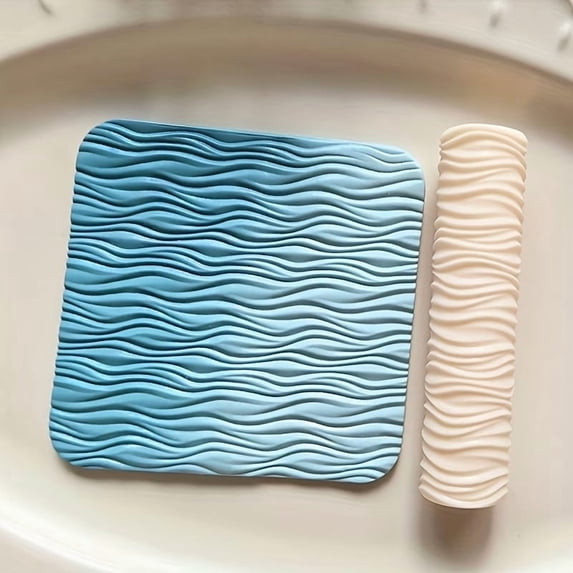 1pc Slime Mold with Linear Wave Textured Roller - Perfect for Crafts ...