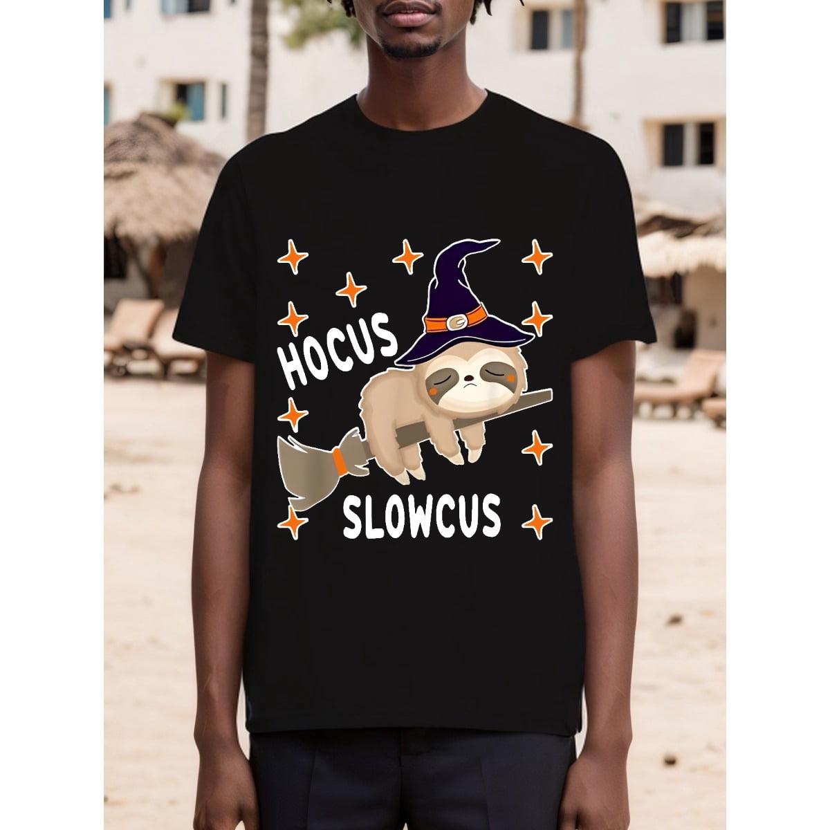 1pc Sloths Print Men'S Cotton T-Shirt - Casual Crew Neck Short Sleeve ...