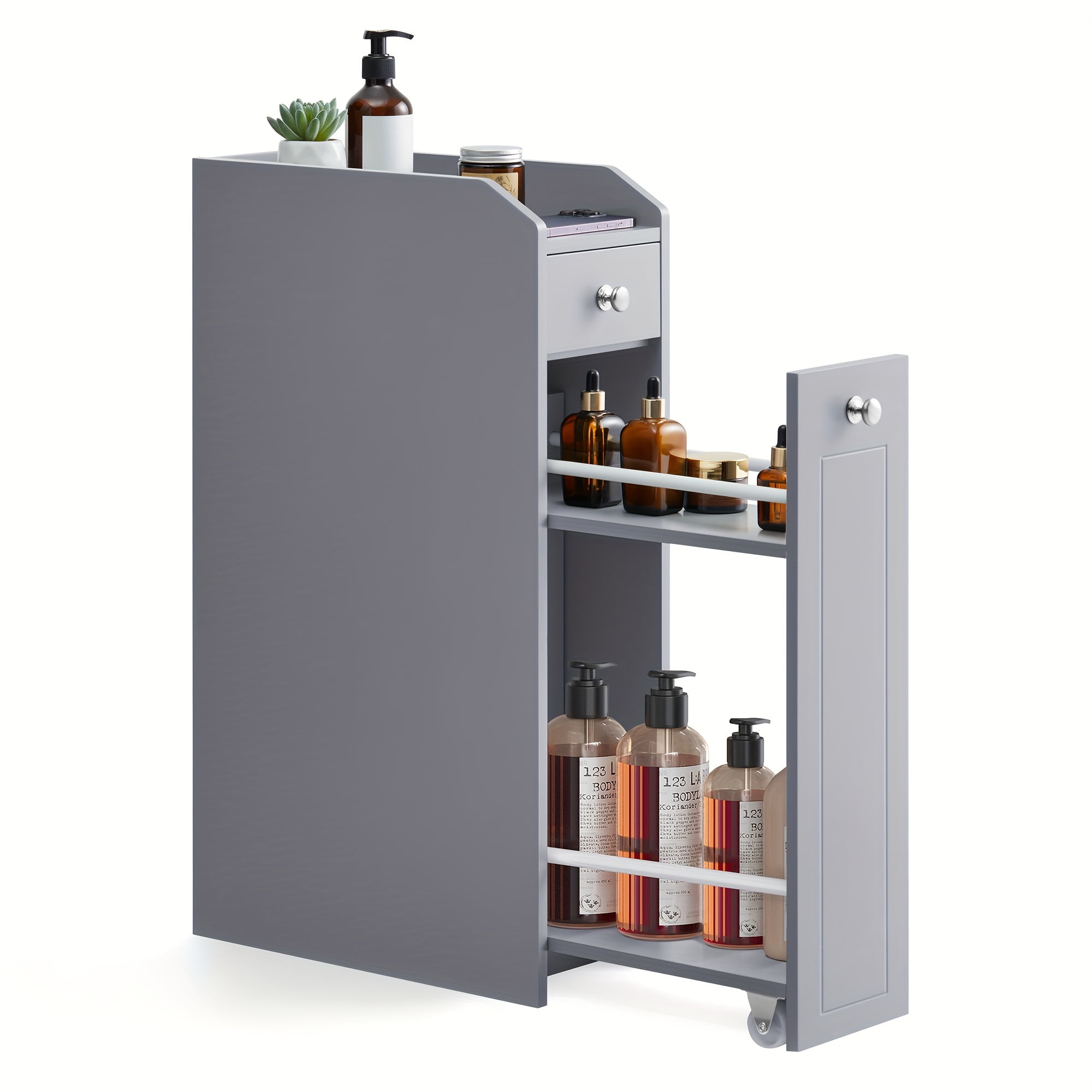 1pc Small Bathroom Storage Cabinet, Slim Bathroom Storage Organizer ...