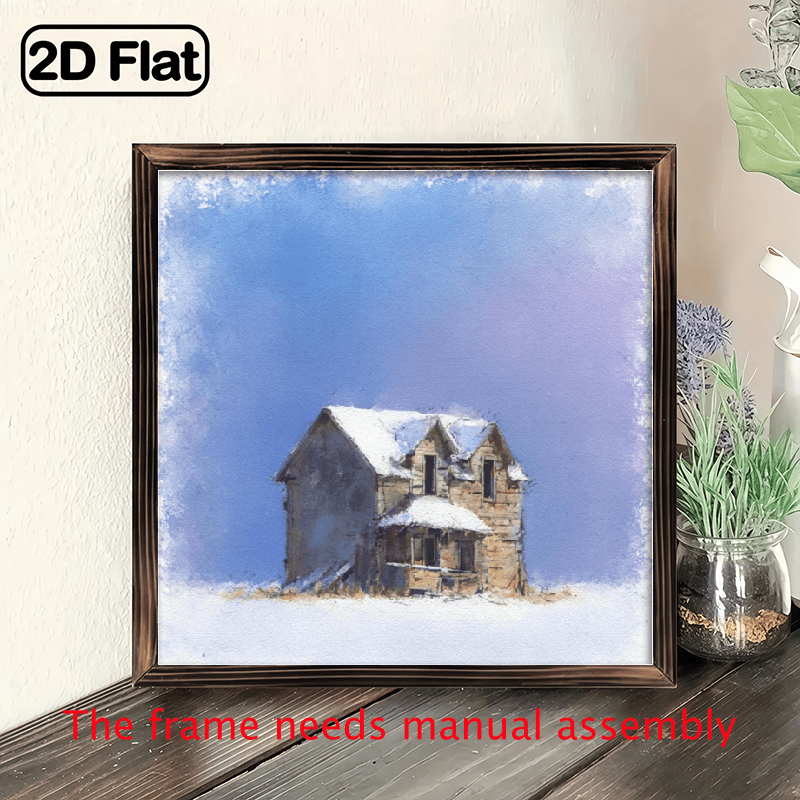 1pc Snowy Rustic House Wooden Framed Sign 8x8in FadeResistant Portrait ...