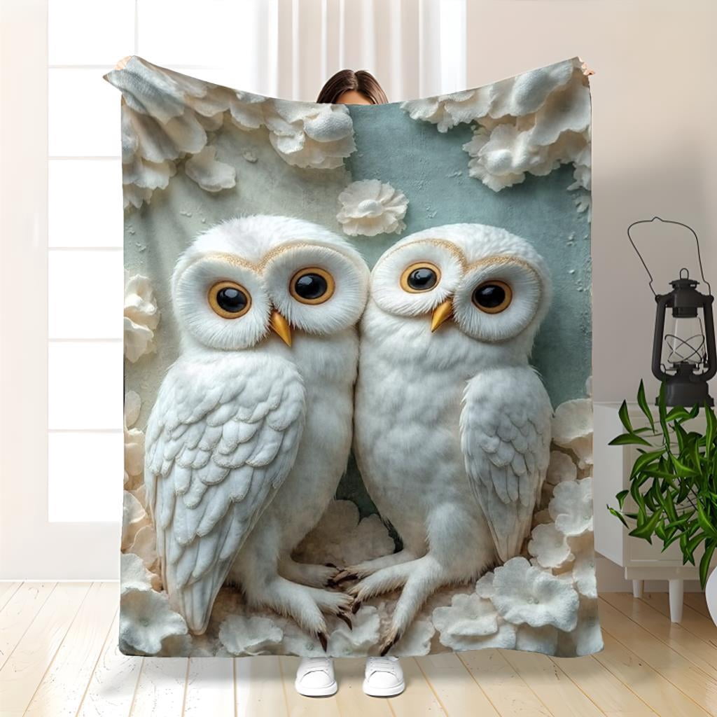 1pc Soft Flannel Owl Print Blanket - Cozy All-Season Bedspread & Couch ...