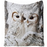 1pc Soft Flannel White Owl Plush Blanket, 5D Digital Heat Transfer ...