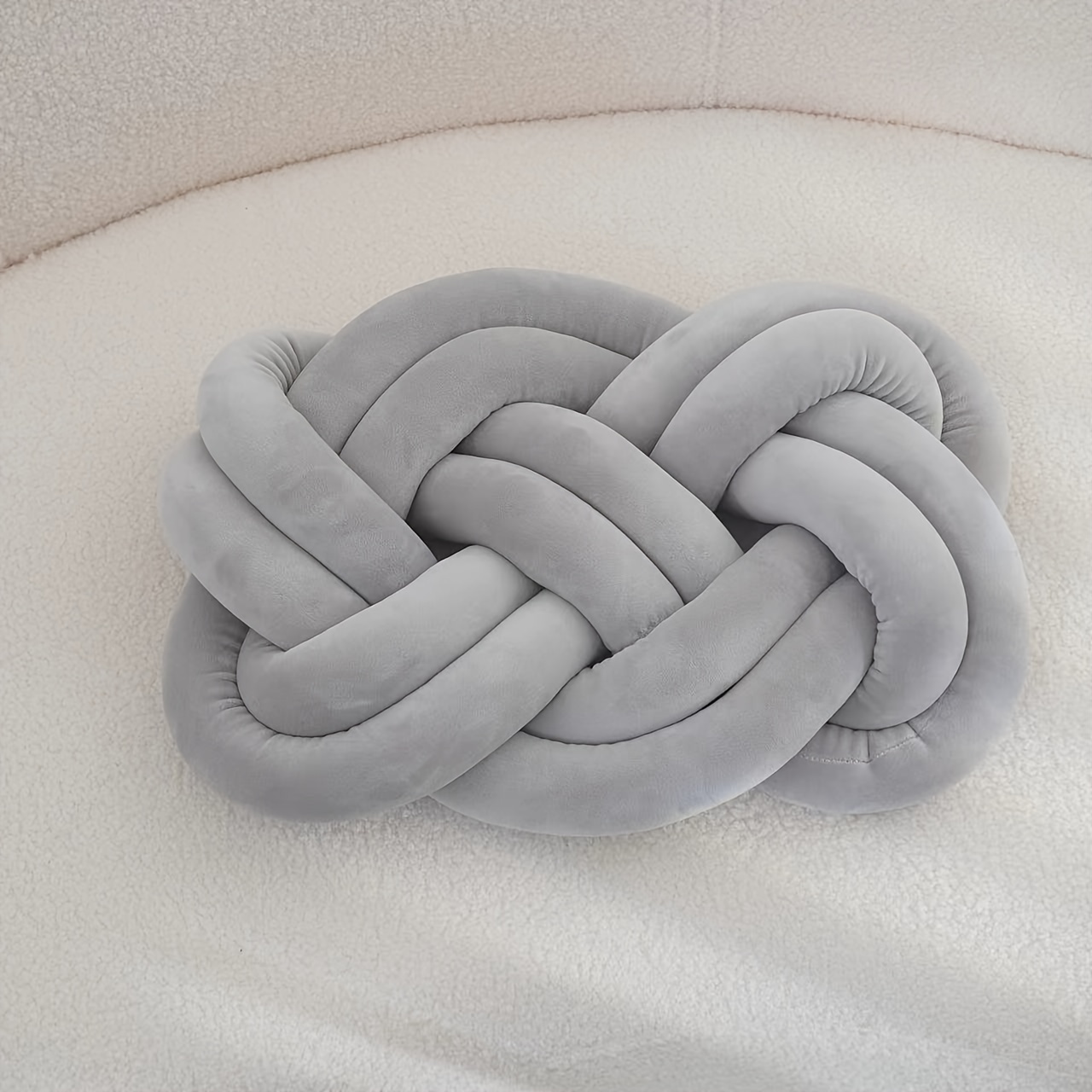 1pc Soft Knotted Decorative Pillow - Plush Throw Pillow for Couch, Sofa ...