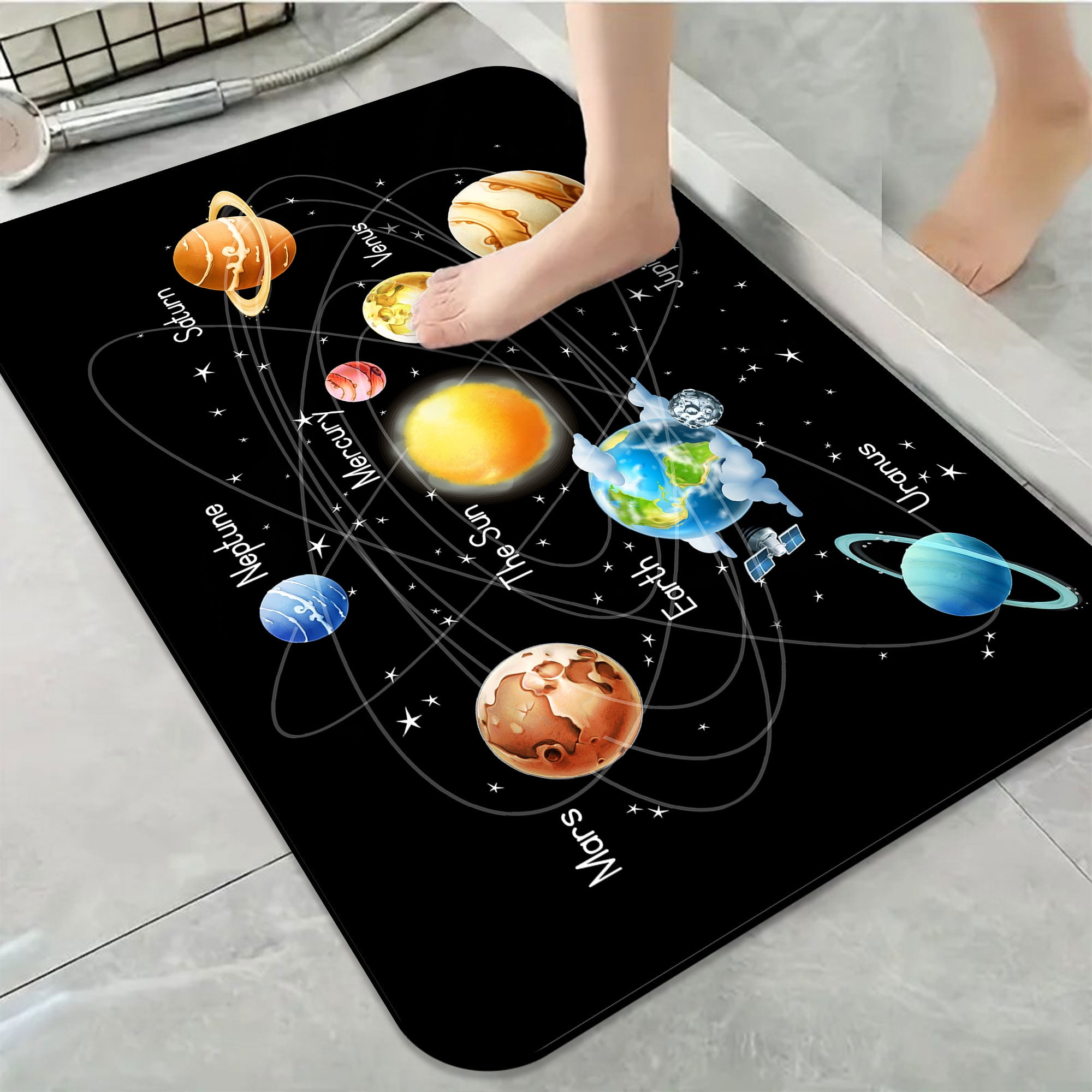 1pc Solar System Illustration Bathroom Rug Bathroom Decor and ...