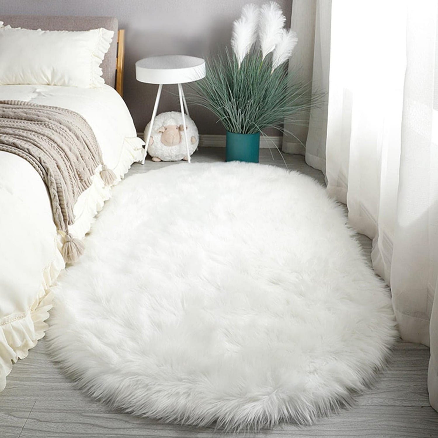 1pc Solid Color Pink Rug, Modern Acrylic Fluffy Floor Mat For Living ...