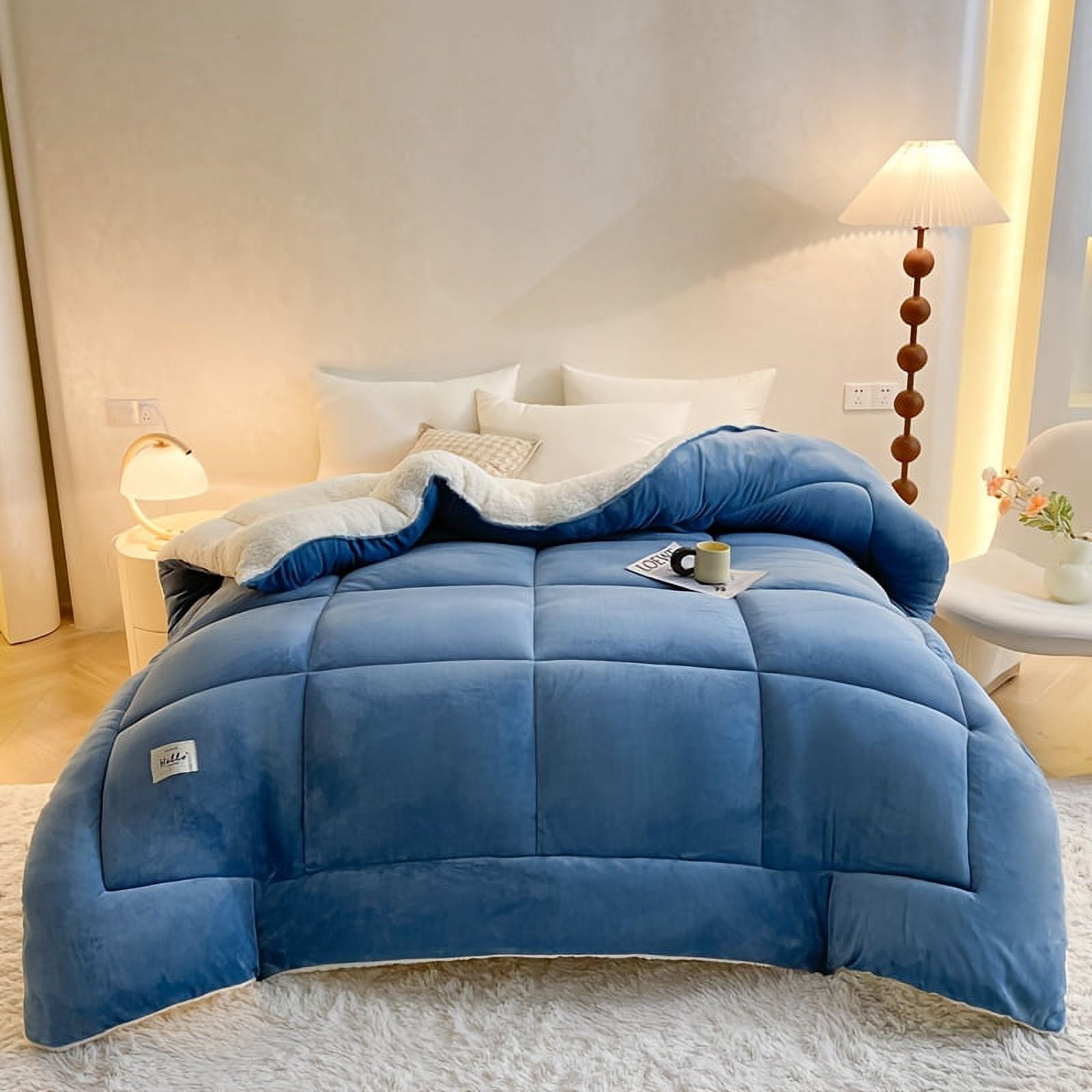 1pc Solid Color Thick Soft Comforter Lamb Quilt, Ultra Breathable All ...