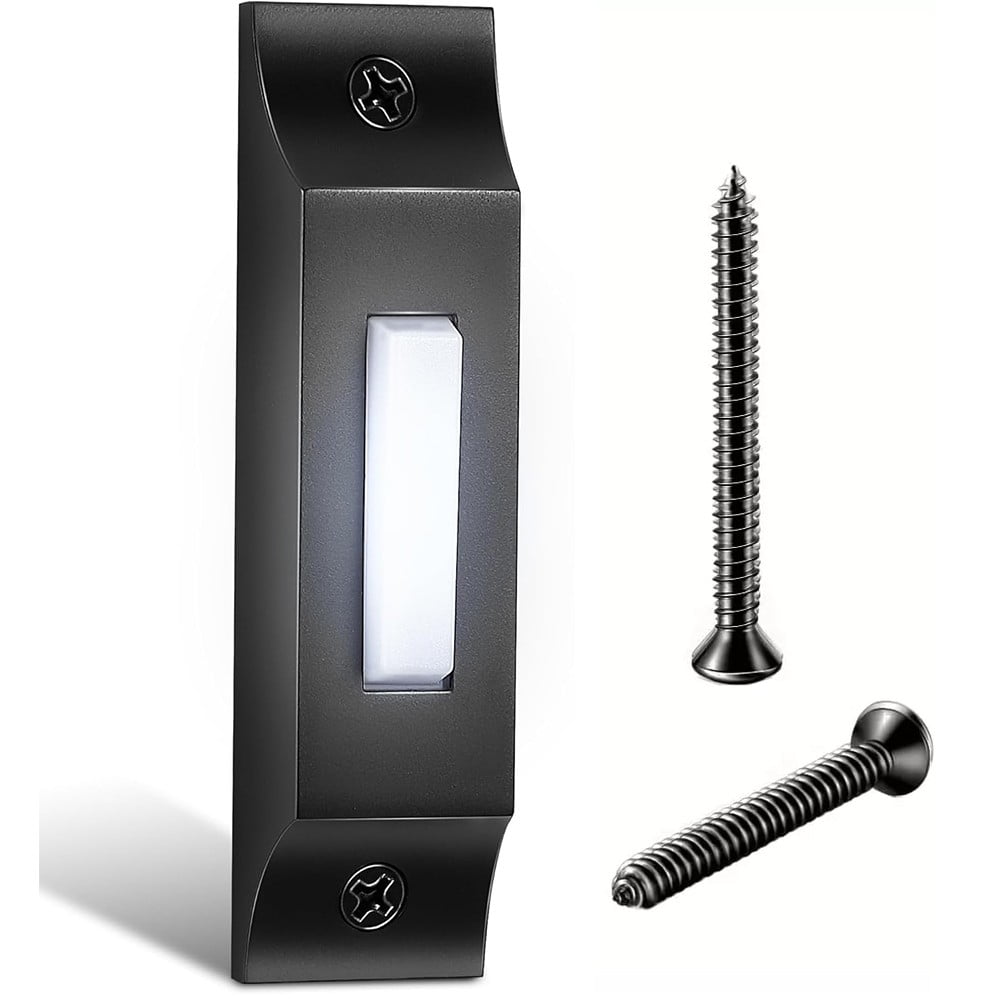 1pc Solid Sleek LED Lighted Doorbell Push Button Metal Wall Mounted ...