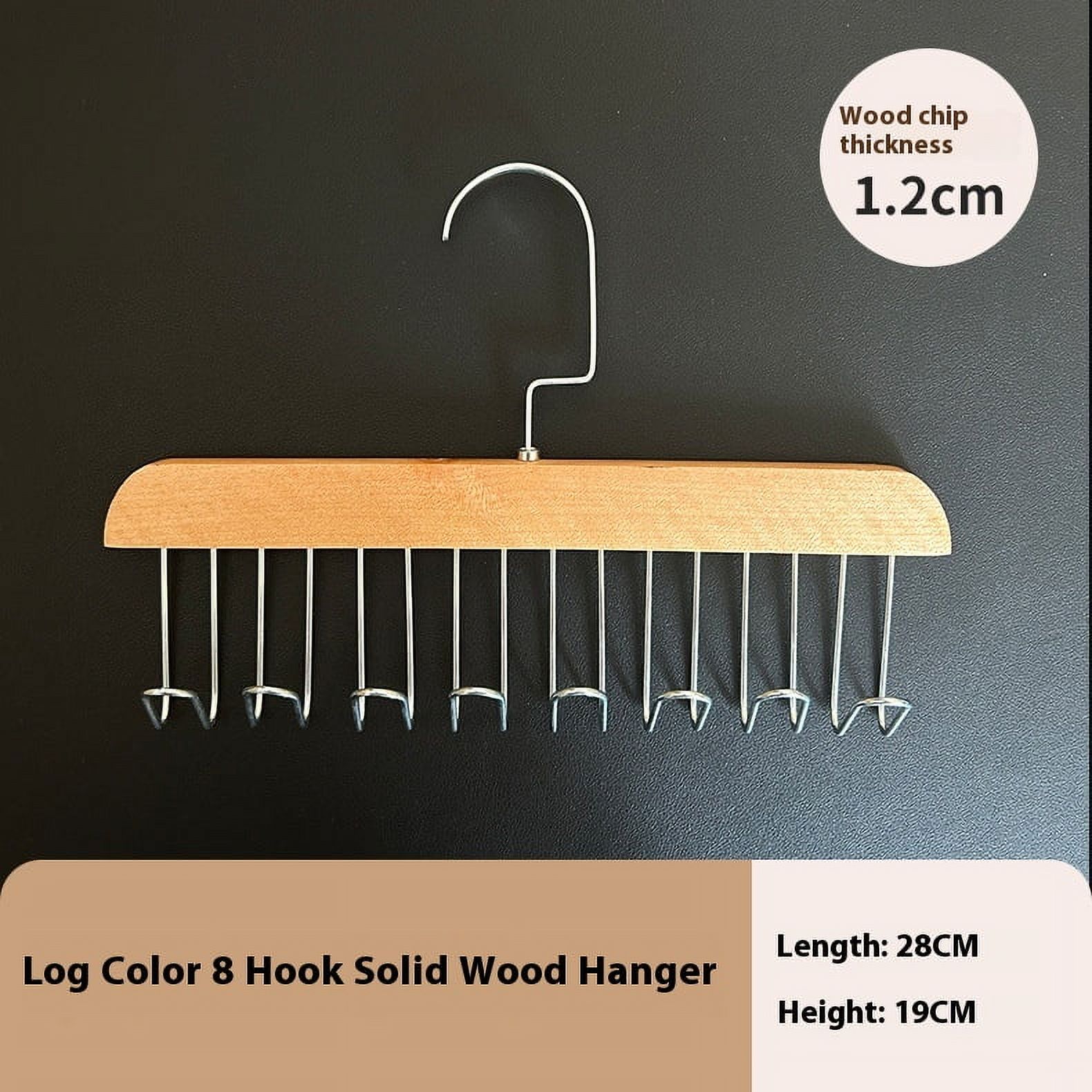 1pc Solid Wood Clothes Drying Rack 8 Hooks Multi Purpose Clothes And ...