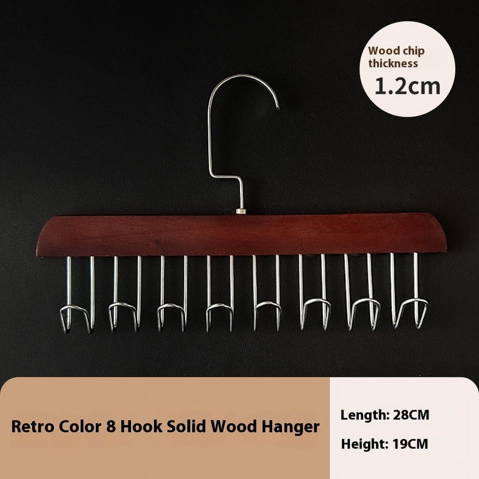 1pc Solid Wood Clothes Drying Rack 8 Hooks Multi Purpose Clothes And ...