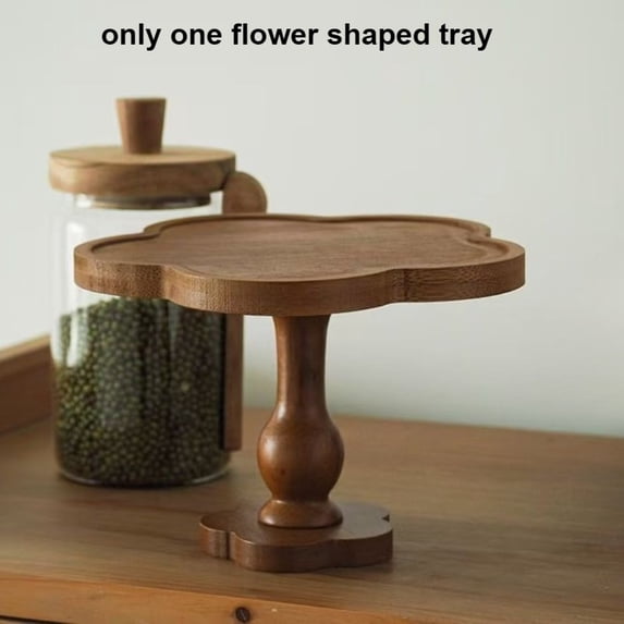 1pc Solid Wood Retro Lace High-Legged Serving Tray - Elegant Floral ...