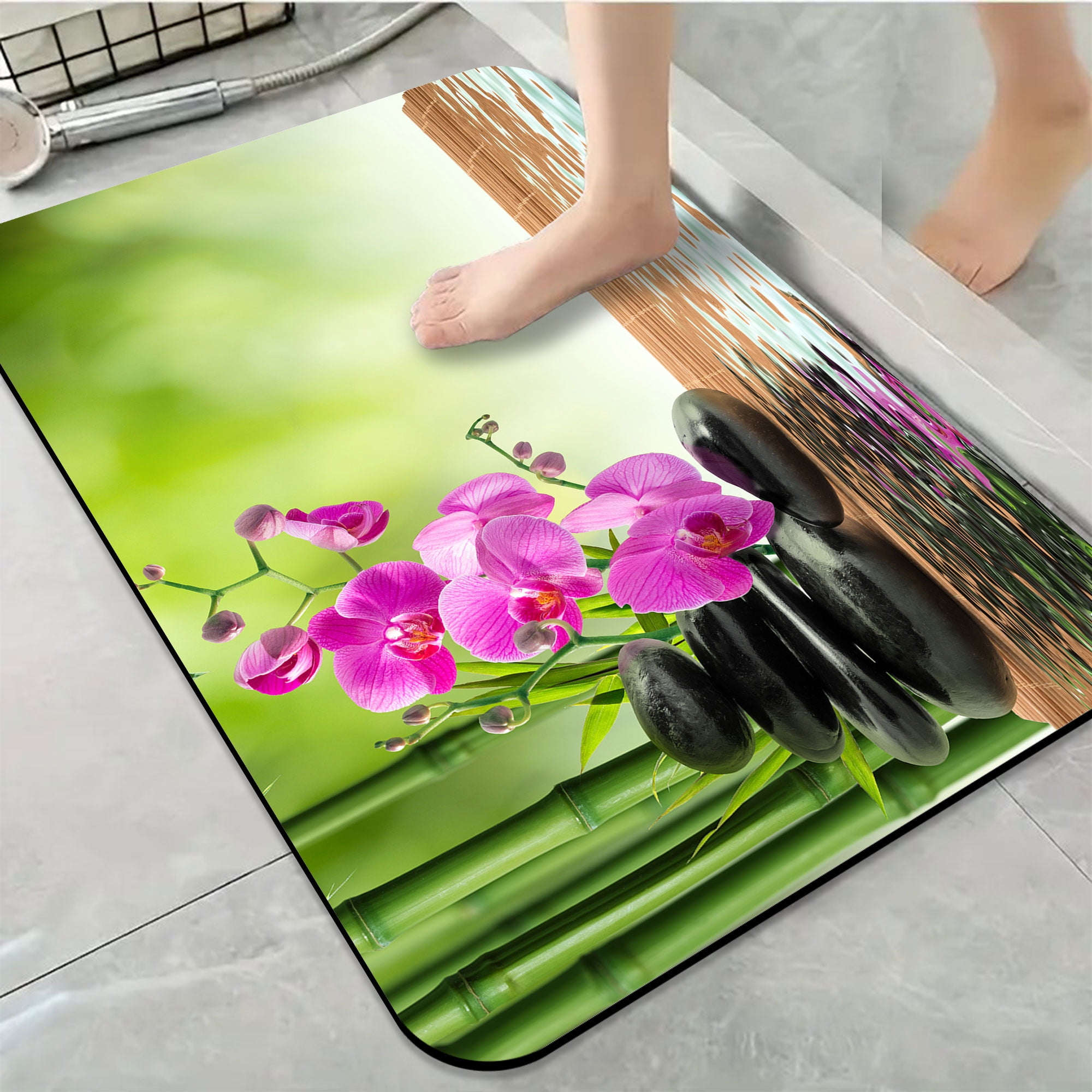 1pc Spa like Orchids and Stones Bathroom Rug Bathroom Decor and ...