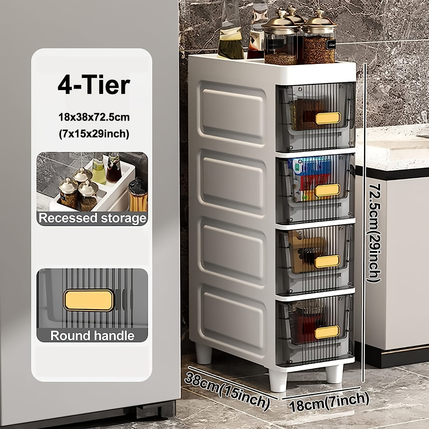 1pc Space-Saving Layered Slimline Gap Bathroom Storage Cabinet - Big ...