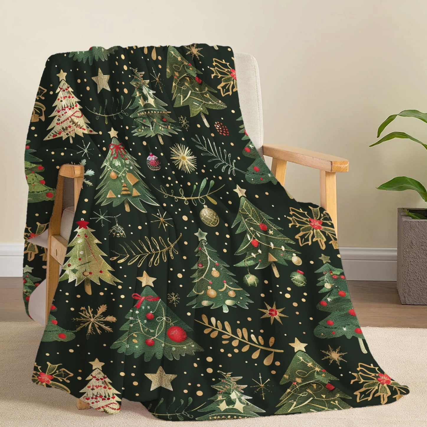 1pc Spanish-Inspired Christmas Flannel Throw Blanket - Soft ...
