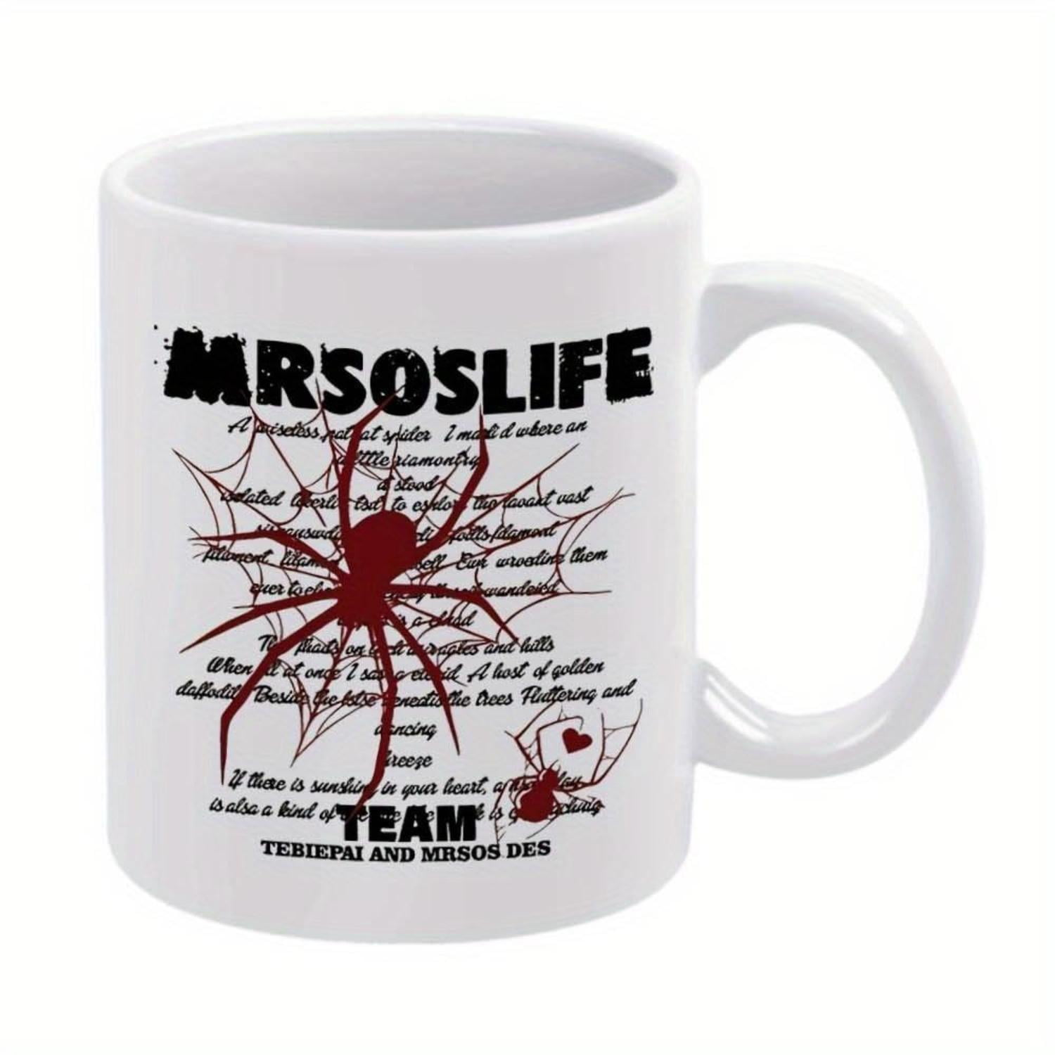 1pc Spider Web Red Spider Design 11oz Ceramic Coffee Mug with Humorous ...