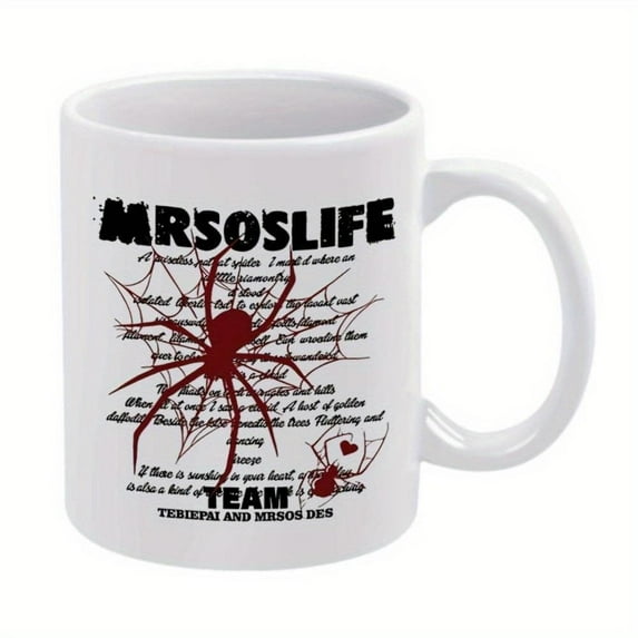 1pc Spider Web Red Spider Design 11oz Ceramic Coffee Mug with Humorous ...