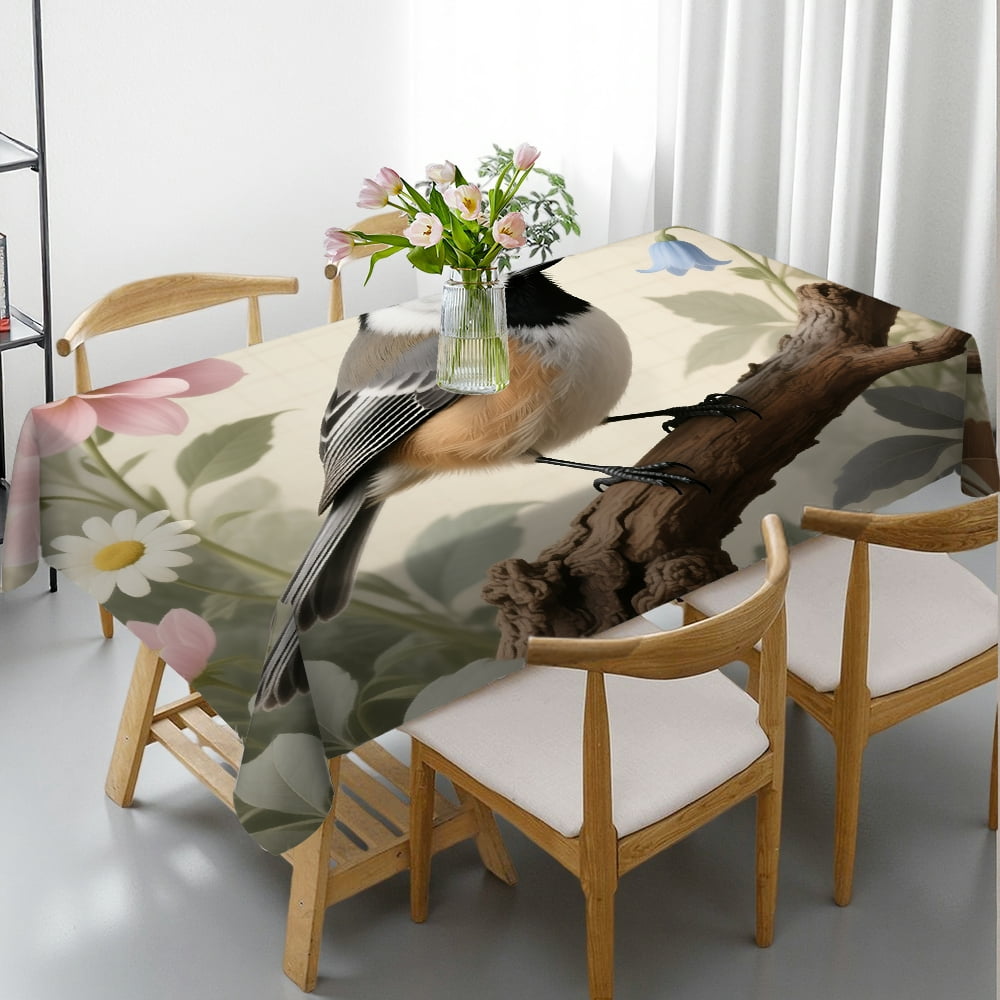 1pc Spring Saying Flowers Bird Print Rectangular Tablecloth, Holiday ...