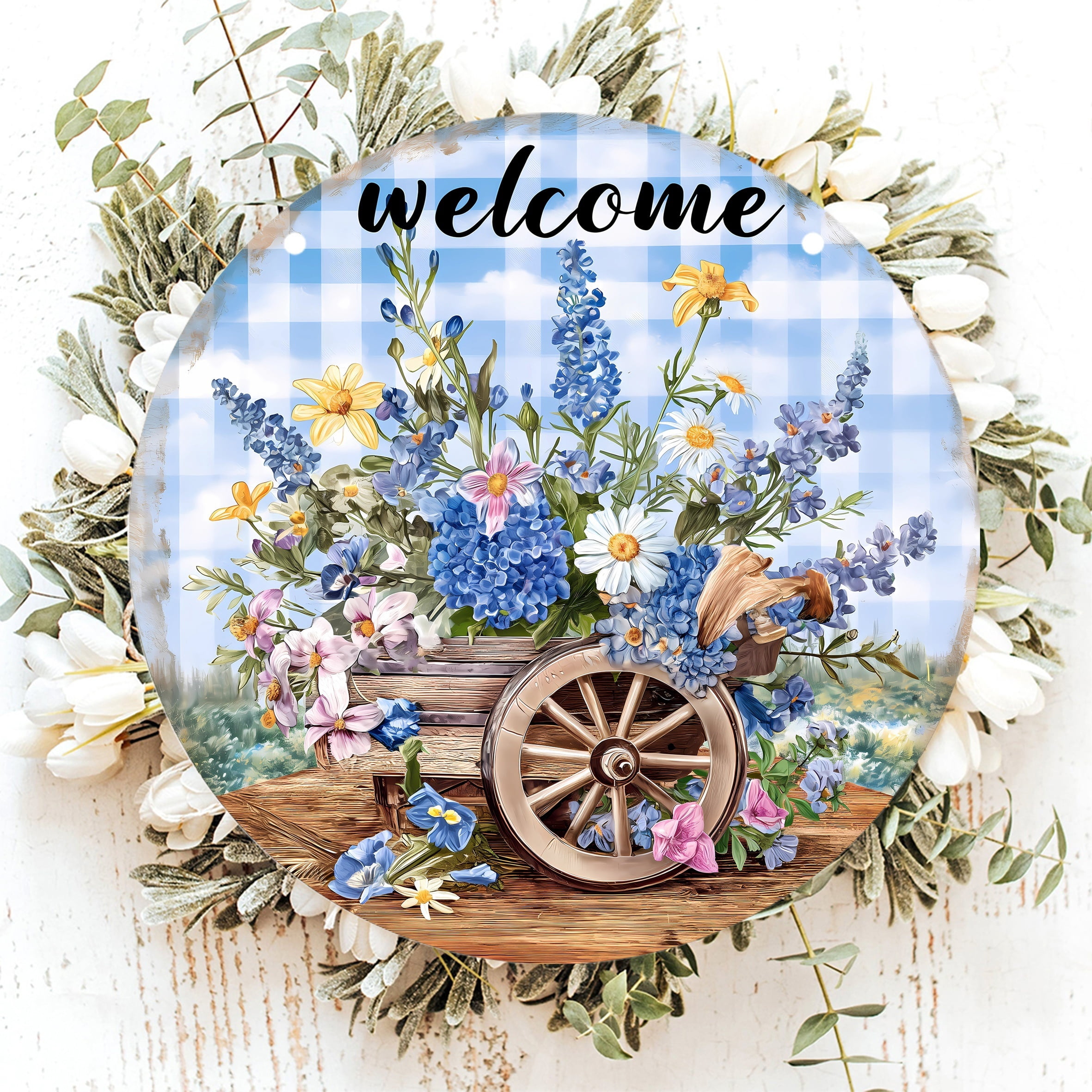 1pc, Spring Sign,Flower Cart, Daisies, Lavender, Violets Sign,welcome ...