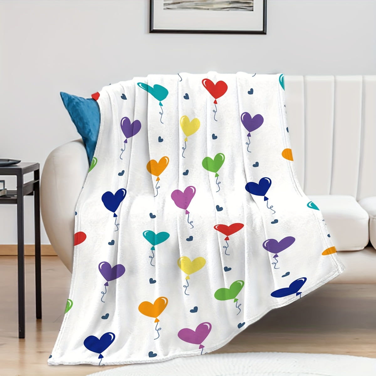 1pc Spring Summer Decor Pride Day Rainbow Color Heart Pattern Flannel ...