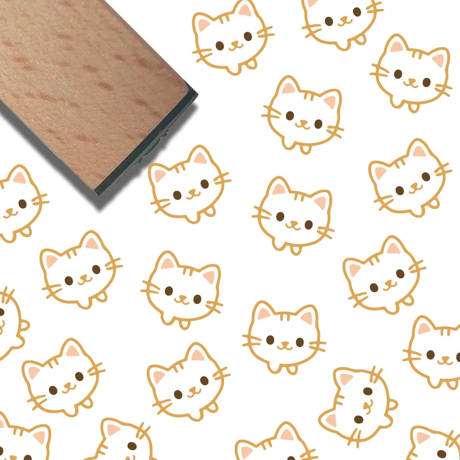 1pc Square Wooden Stamps with Rubber for DIY Scrapbooking Cat Shape ...