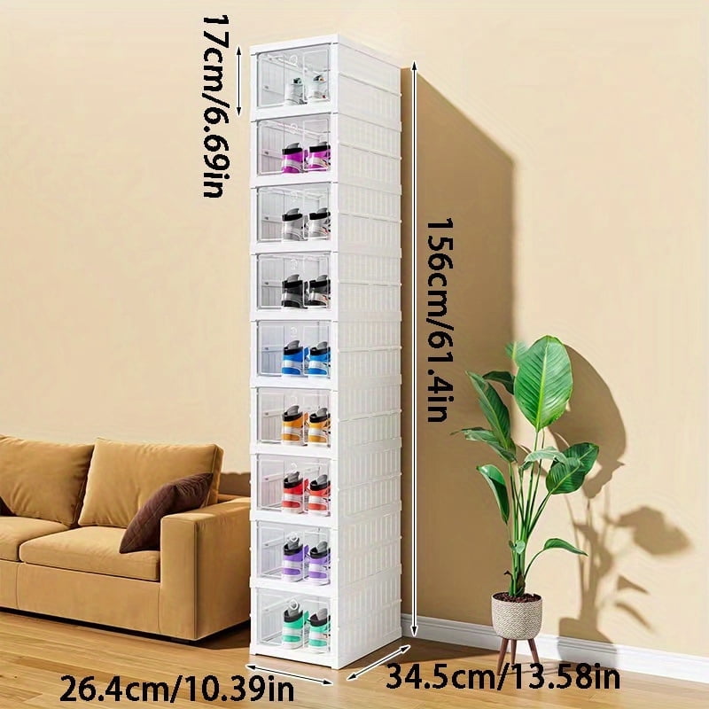 1pc Stackable Shoe Box Organizer - Easy Assembly Shoe Storage Cabinet ...