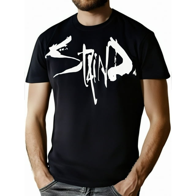 1pc Stainds Band Graphic T-Shirt for Men, 100% Cotton Crew Neck Tee ...