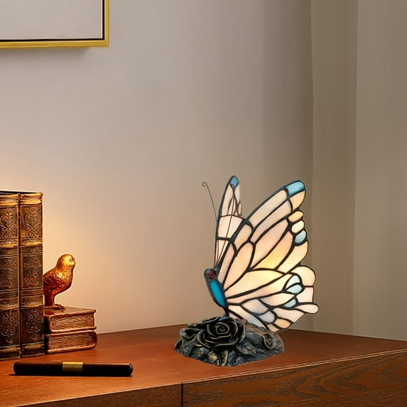 1pc Stained Glass Butterfly Table Lamp - Blue/Green/Purple/Orange/Red ...