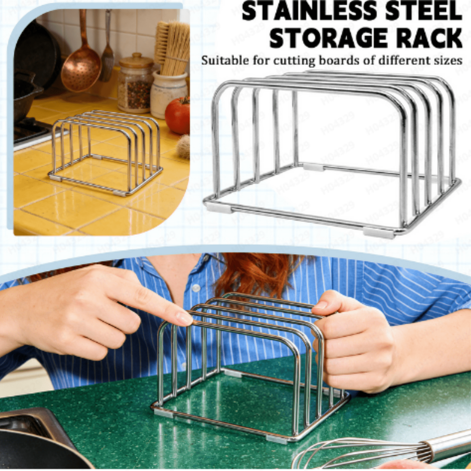 1pc Stainless Steel Chopping Board Storage Rack, Suitable For Storing ...
