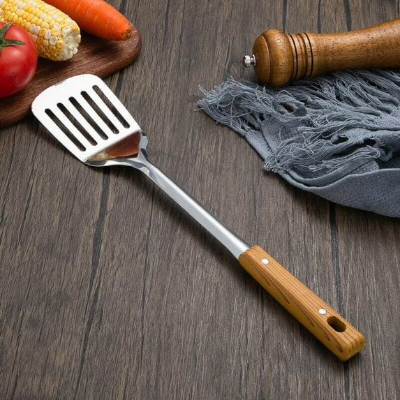 1pc Stainless Steel Imitation Wood Grain Handle Spatula Leaky Shovel ...